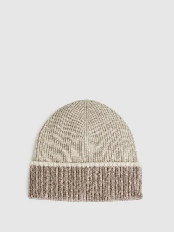 REISS Filipa Wool-blend Tipped Beanie - Taupe