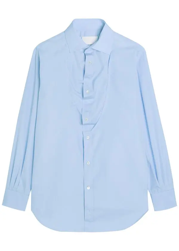 MAISON MARGIELA Panelled Cotton-poplin Shirt - Light Blue