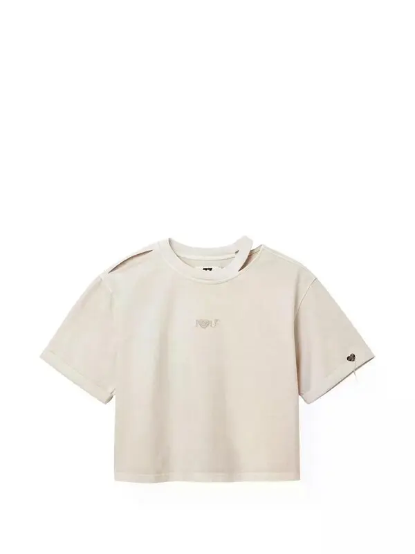 Izzue Cropped Cutout T-shirt - Neutrals