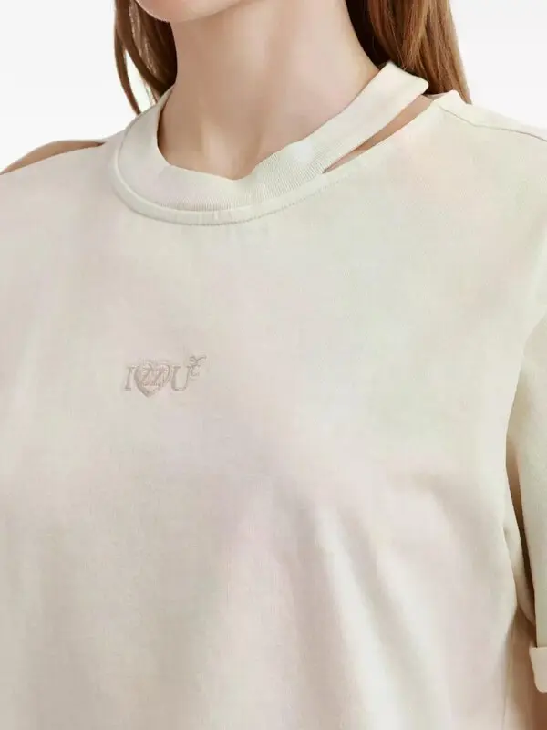 Izzue Cropped Cutout T-shirt - Neutrals