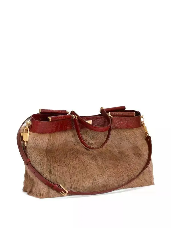 Dolce & Gabbana My Sicily Shearling And Alligator Handbag