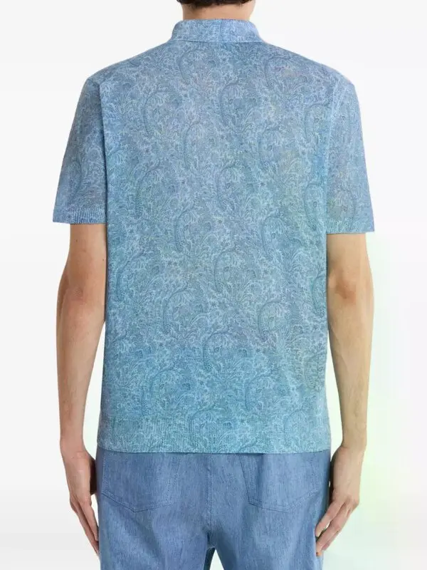 Etro Floral-motif Polo Shirt - Blue