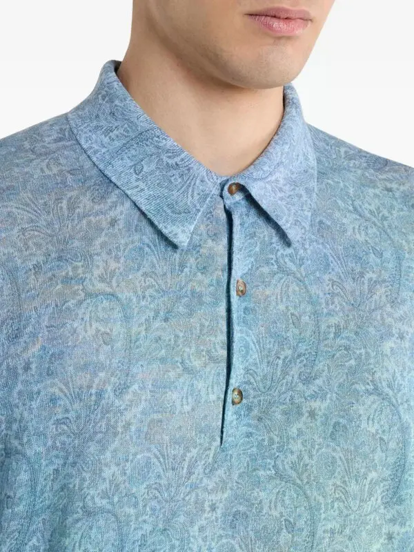 Etro Floral-motif Polo Shirt - Blue
