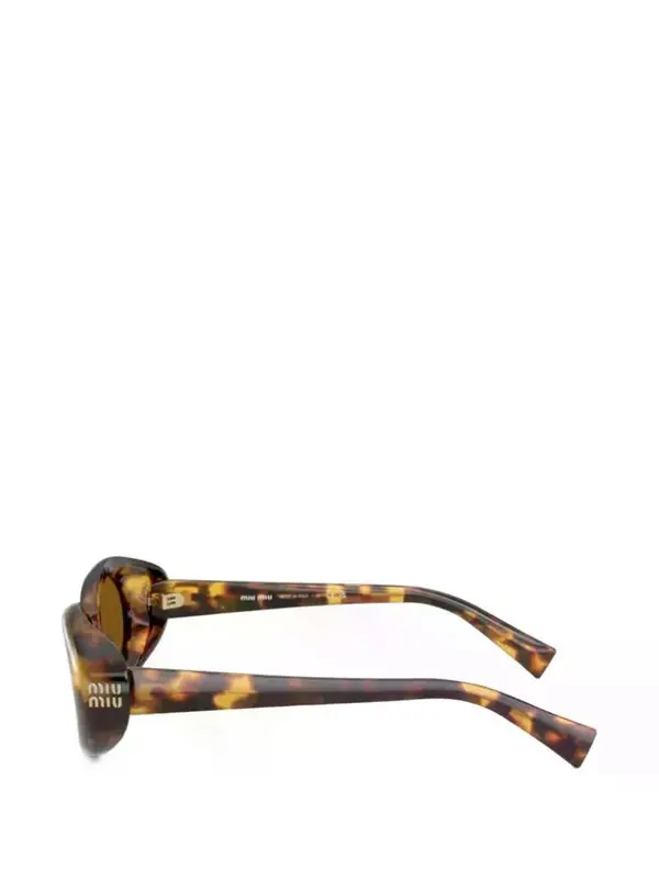 Miu Miu Logo Oval-frame Sunglasses - Brown