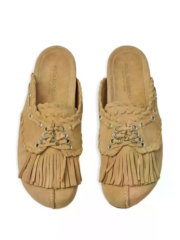 SCAROSSO Flora Mules With Fringed Detailing - Neutrals