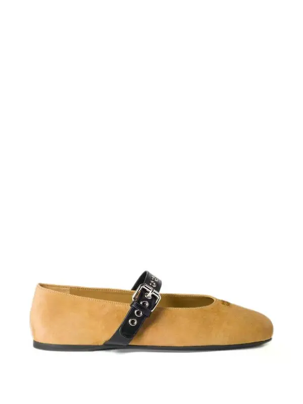 Miu Miu Suede Ballerinas With Buckle Strap