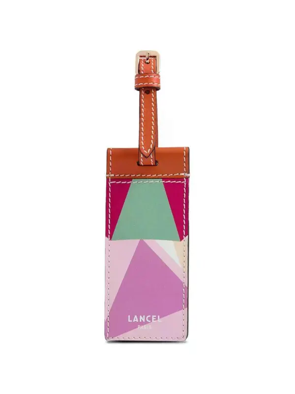 LANCEL Beach Geometric-pattern Leather Luggage Tag - Pink