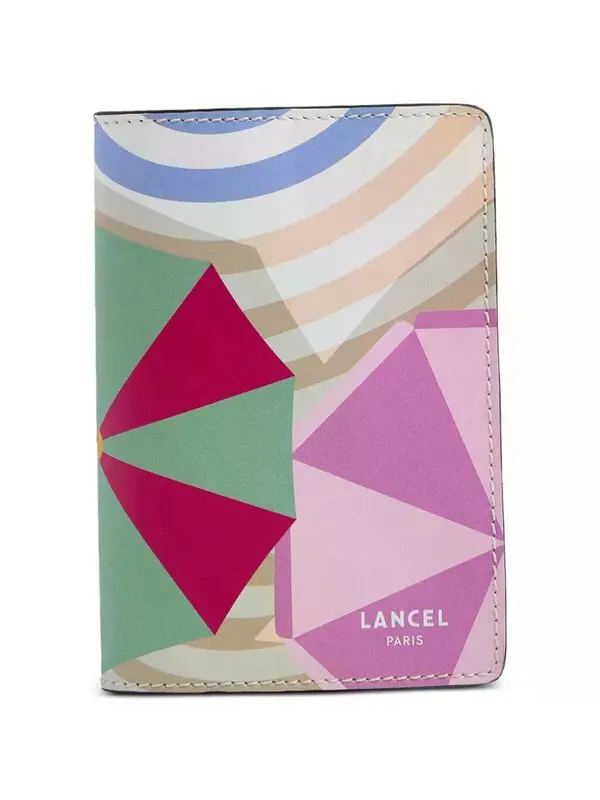 LANCEL Beach Geometric-pattern Leather Passport Holder - Pink