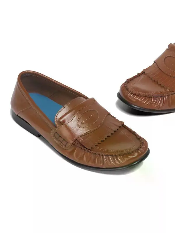 Marni Fringe Logo Loafers - Brown