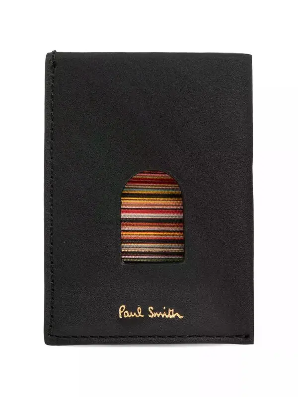 Paul Smith Striped Leather Cardholder - Black