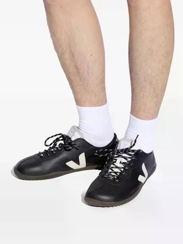 VEJA Leather Logo Sneakers - Black