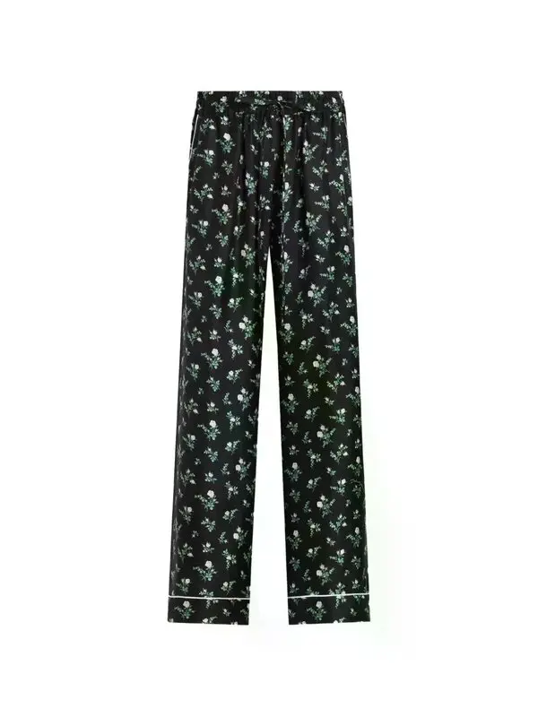 Dolce & Gabbana Roses And Lilies Of The Valley-print Twill Trousers - Black