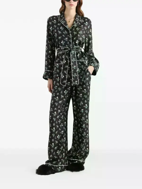Dolce & Gabbana Roses And Lilies Of The Valley-print Twill Trousers - Black