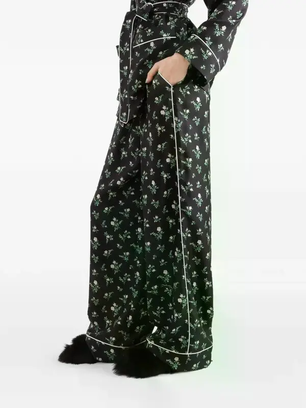 Dolce & Gabbana Roses And Lilies Of The Valley-print Twill Trousers - Black