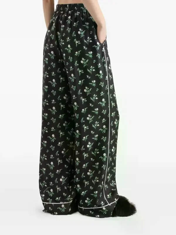 Dolce & Gabbana Roses And Lilies Of The Valley-print Twill Trousers - Black