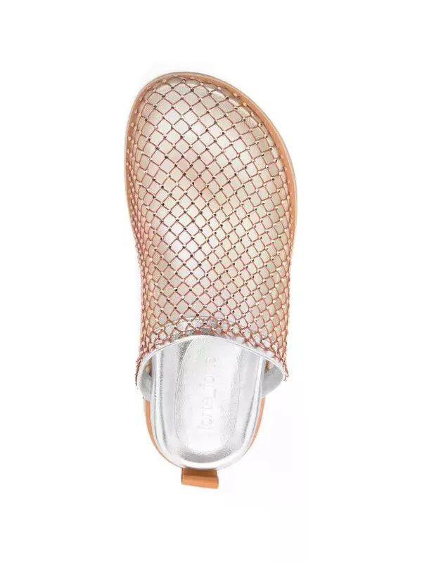 FORTE_FORTE Crystal-embellished Mesh Mules - Pink