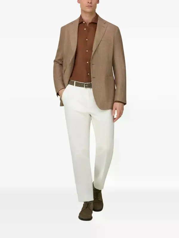 Boggi Milano Herringbone Patch Pocket Blazer - Neutrals