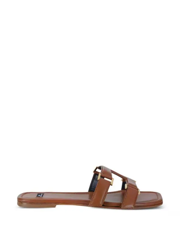 Elisabetta Franchi Nappa Leather Flat Sandals - Brown