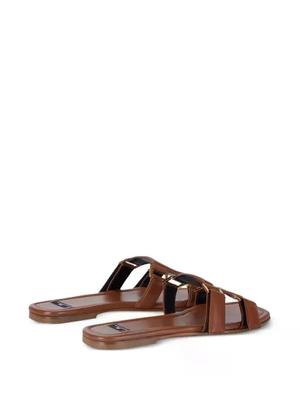 Elisabetta Franchi Nappa Leather Flat Sandals - Brown