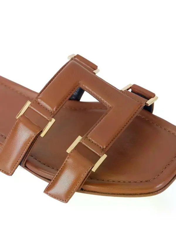 Elisabetta Franchi Nappa Leather Flat Sandals - Brown