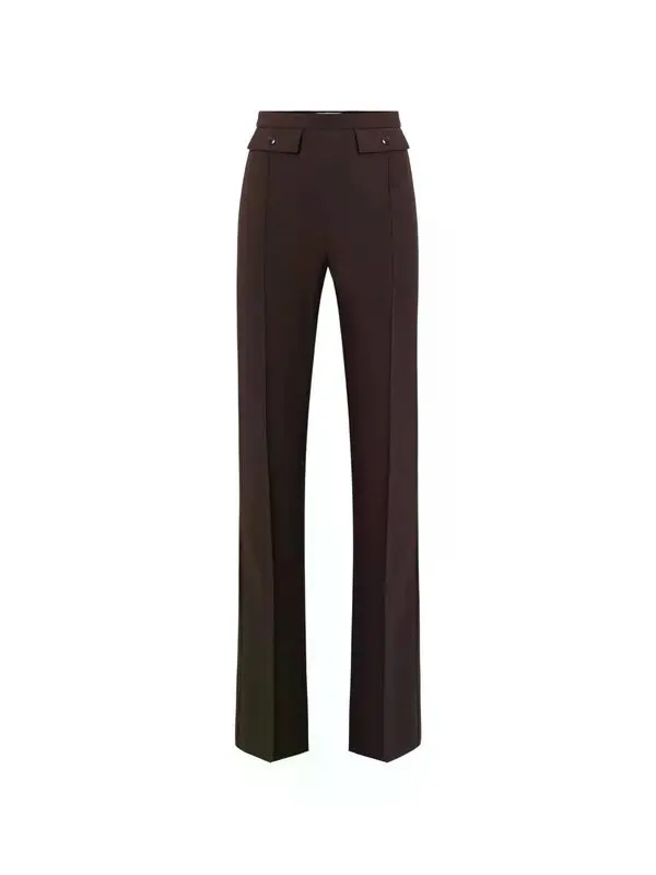 Elisabetta Franchi Lightweight Crêpe And Satin Palazzo Trousers - Brown