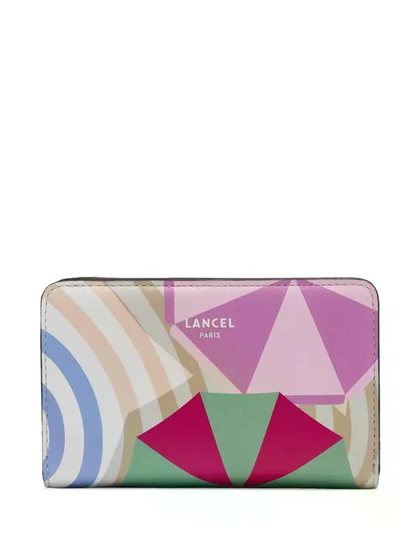 LANCEL Beach Geometric Print Zip Wallet - Pink