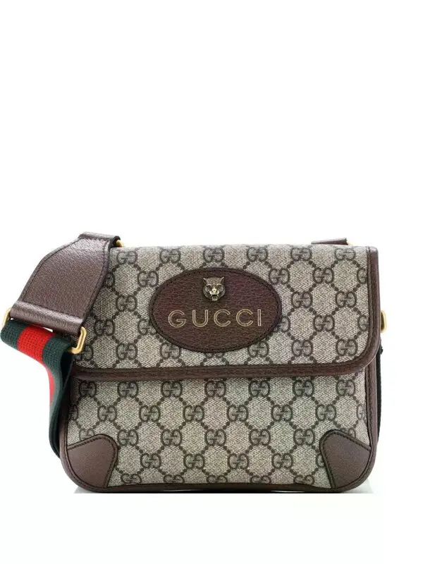 Gucci Neo Vintage Flap Messenger Gg Coated Canvas Small - Brown