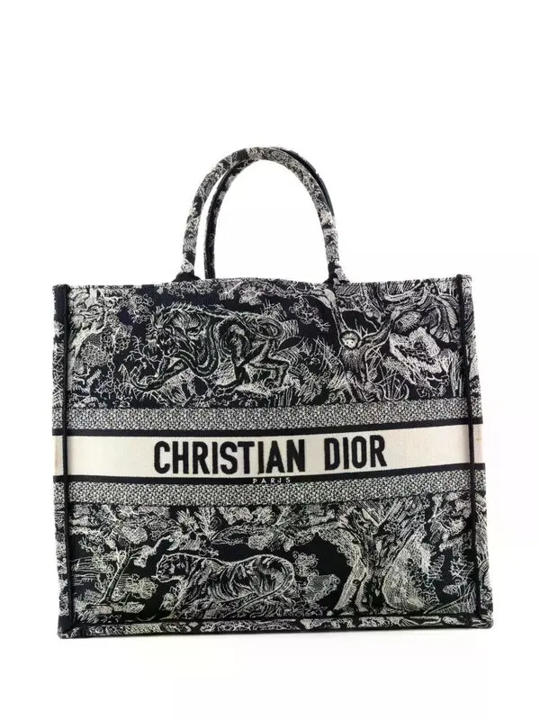 Dior Book Embroidered Canvas Large Tote Bag - Blue