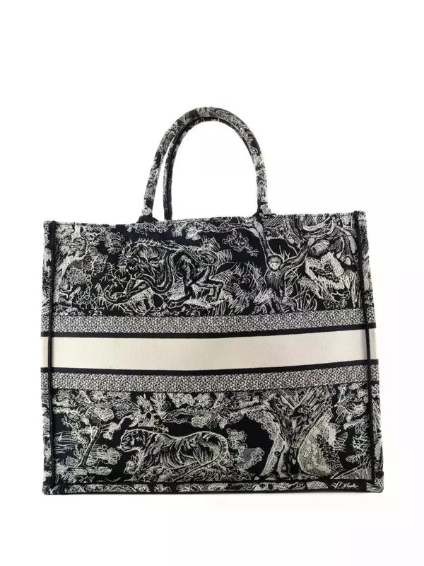 Dior Book Embroidered Canvas Large Tote Bag - Blue
