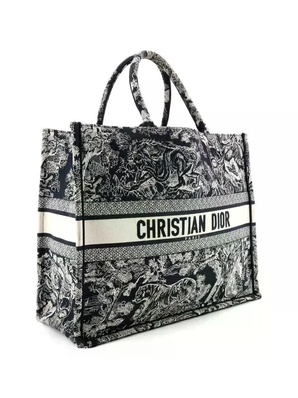 Dior Book Embroidered Canvas Large Tote Bag - Blue