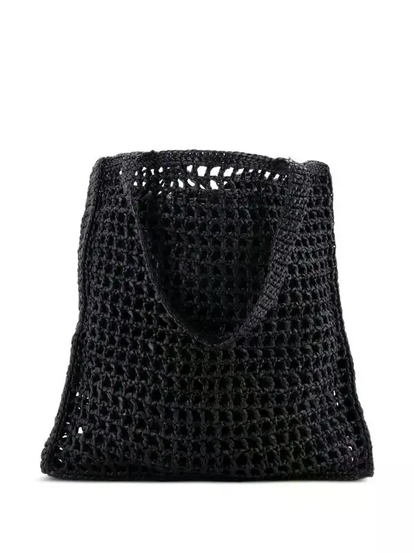 Prada Triangle Logo Open Raffia Tote Bag