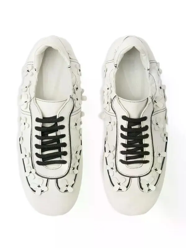SCAROSSO Riley Flowers Round-toe Sneakers - White