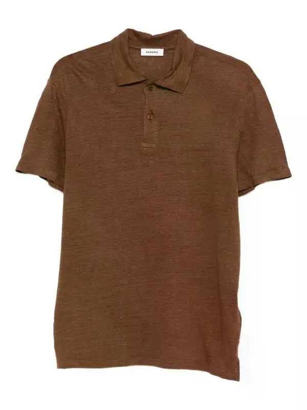 Sandro Linen Polo Shirt - Brown