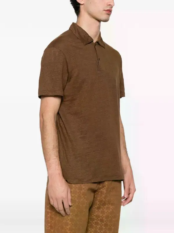 Sandro Linen Polo Shirt - Brown