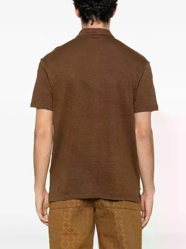 Sandro Linen Polo Shirt - Brown