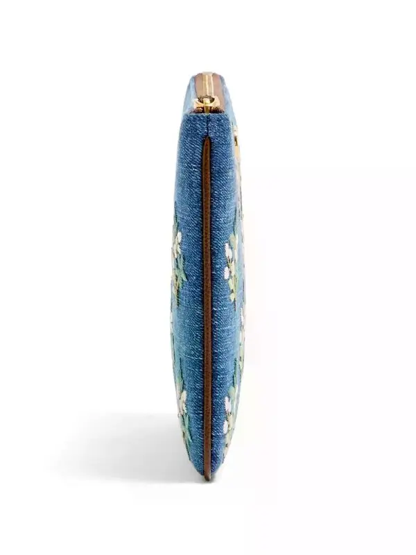 Valentino Garavani Vlogo Signature Embroidered Denim Clutch - Blue