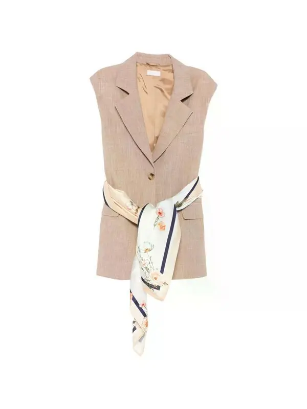 Liu Jo Waistcoat With Scarf Detail - Brown