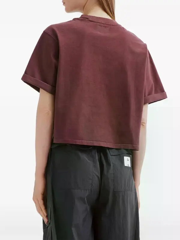 Izzue Cropped Embroidered T-shirt - Red
