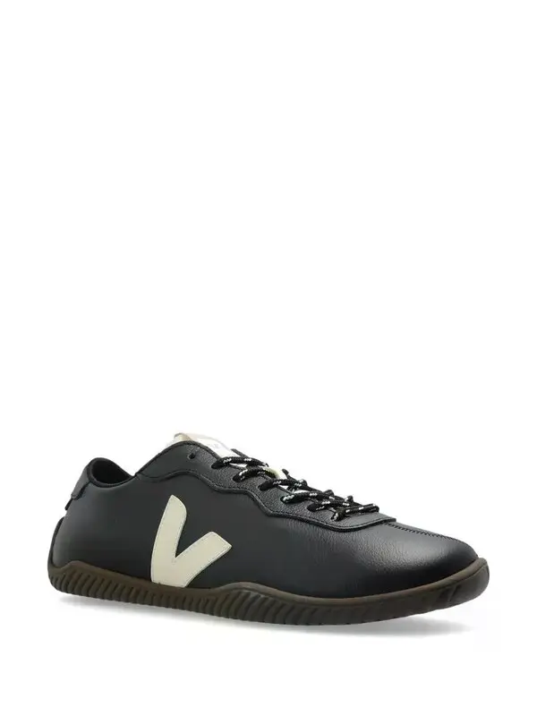 VEJA Leather Logo Sneakers - Black