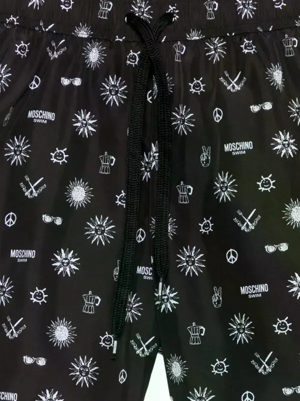 Moschino Print Swim Shorts - Black