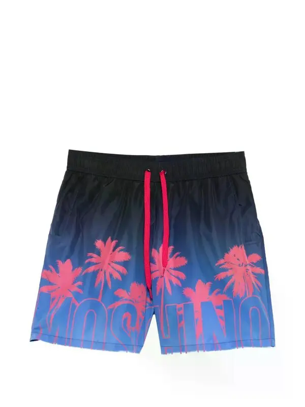 Moschino Palm-tree Print Swim Shorts - Blue