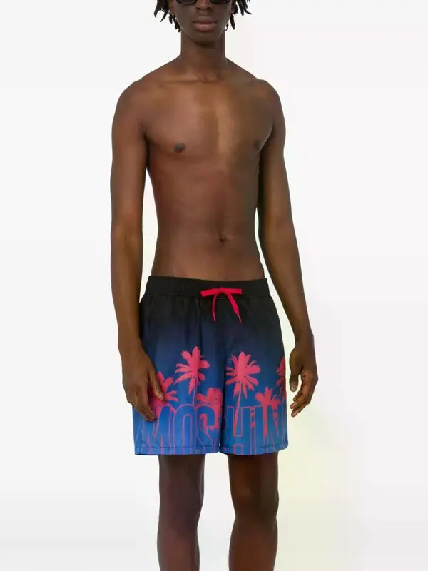 Moschino Palm-tree Print Swim Shorts - Blue