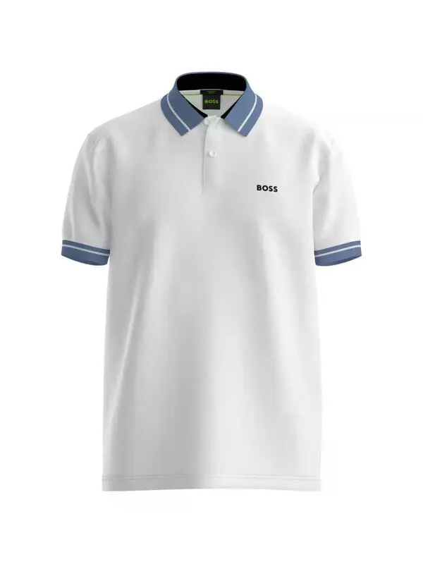 BOSS Stripe-detail Polo Shirt - White