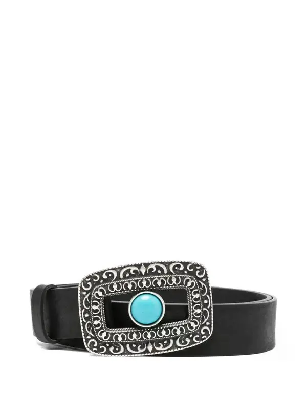 Ba&sh Ornamental Buckle Leather Belt - Black