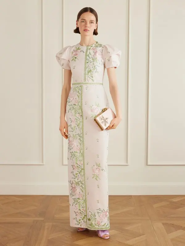 Erdem Floral-embroidered Cotton-faille Gown