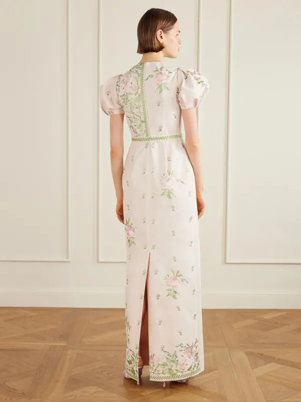 Erdem Floral-embroidered Cotton-faille Gown