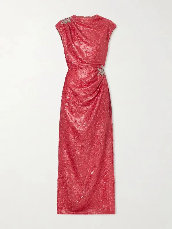 Erdem Draped Sequined Chiffon Gown