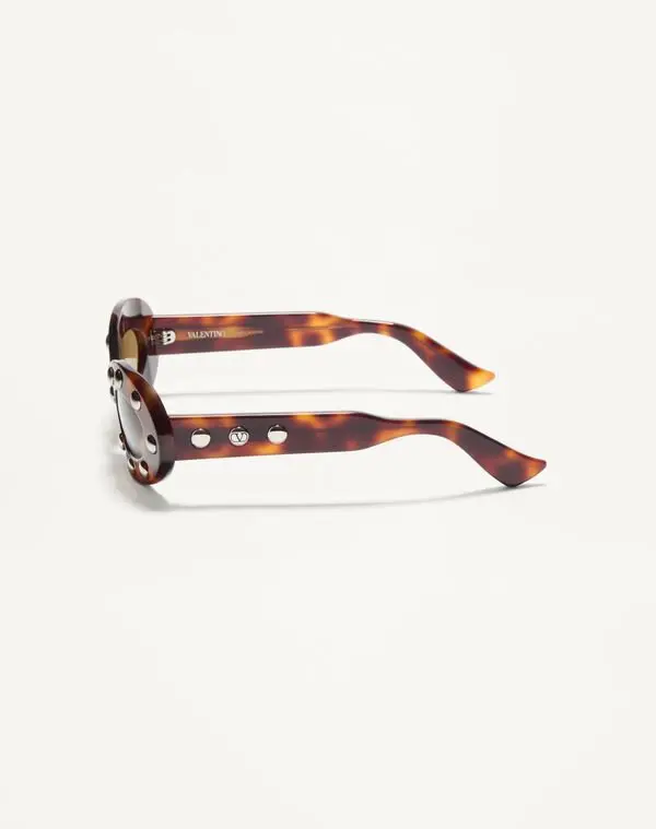 Valentino Garavani Studded Oval Sunglasses - Havana/brown