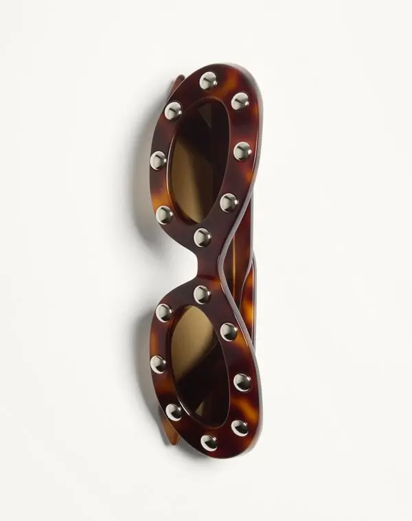 Valentino Garavani Studded Oval Sunglasses - Havana/brown