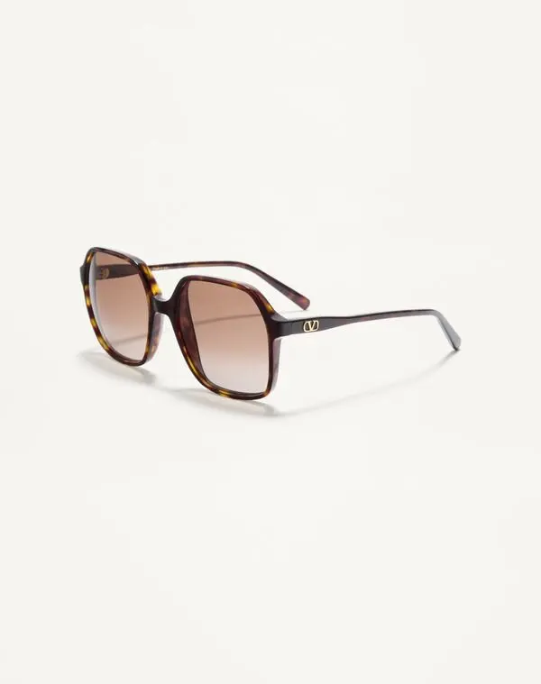 Valentino Garavani Oversized Rectangular Frame Sunglasses - Havana/brown